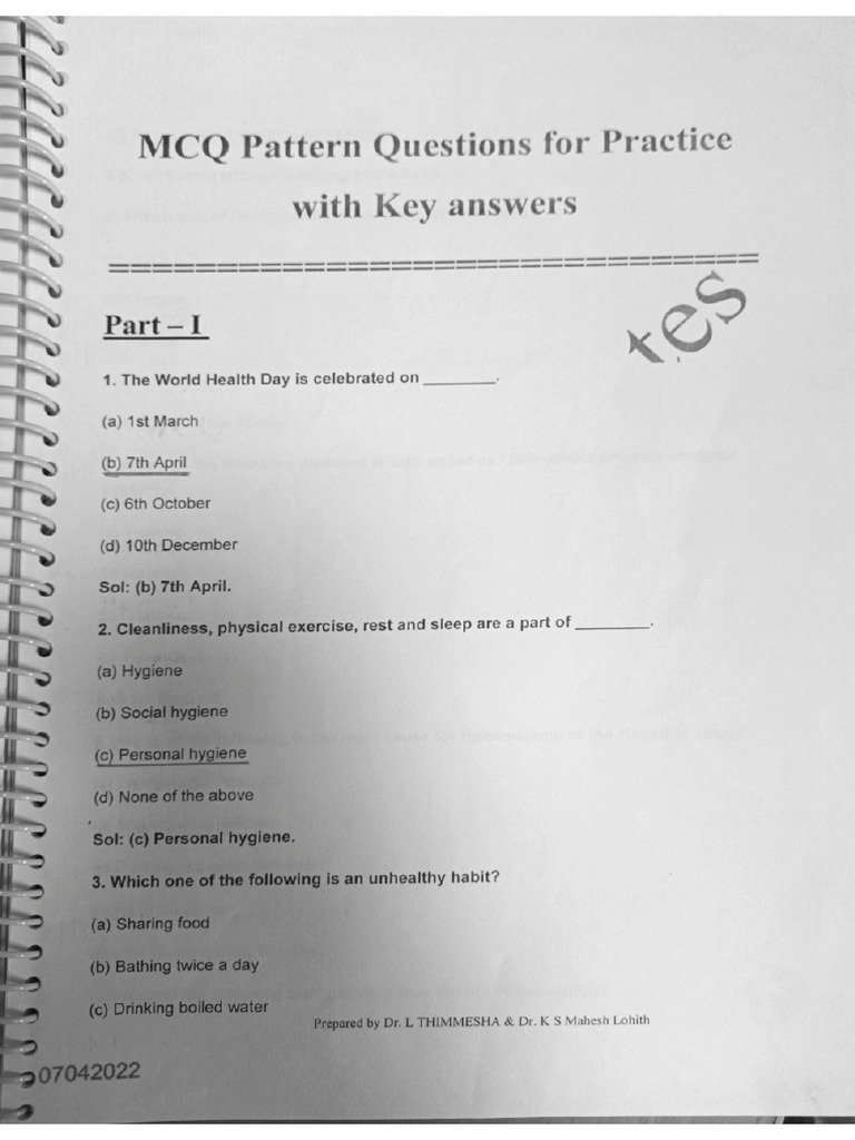 SFH Module Wise Solved Question Bank | PDF