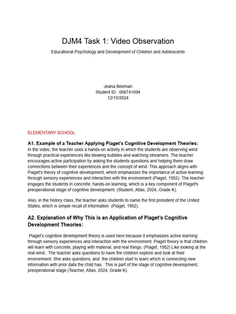 Educators Applying Learning Theories | PDF | Cognitive Development | Cognition