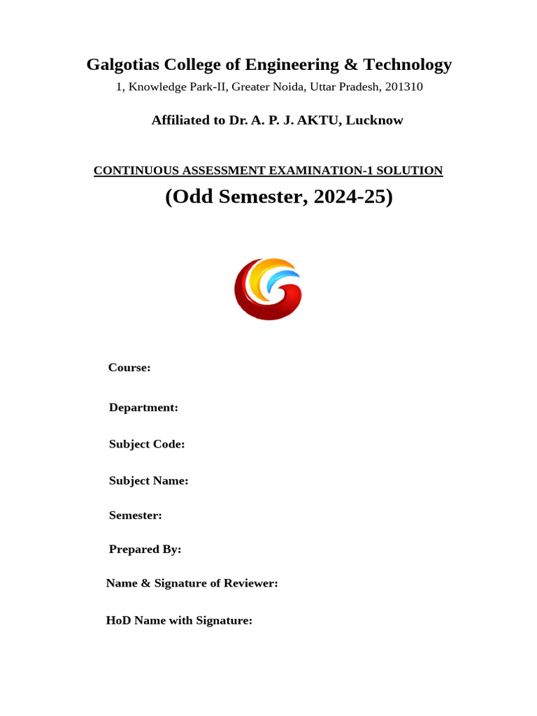 CAE-1 SOLUTION - COVER PAGE New | PDF