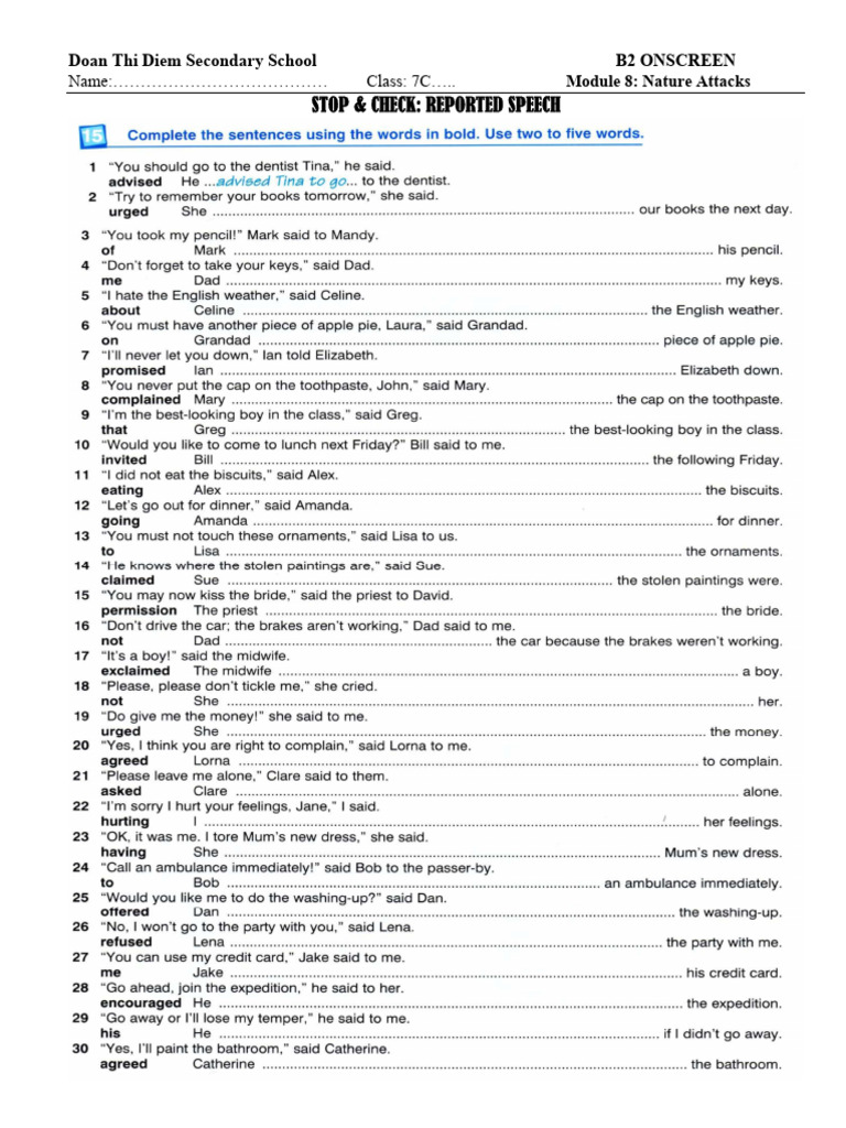 REPORTED SPEECH | PDF