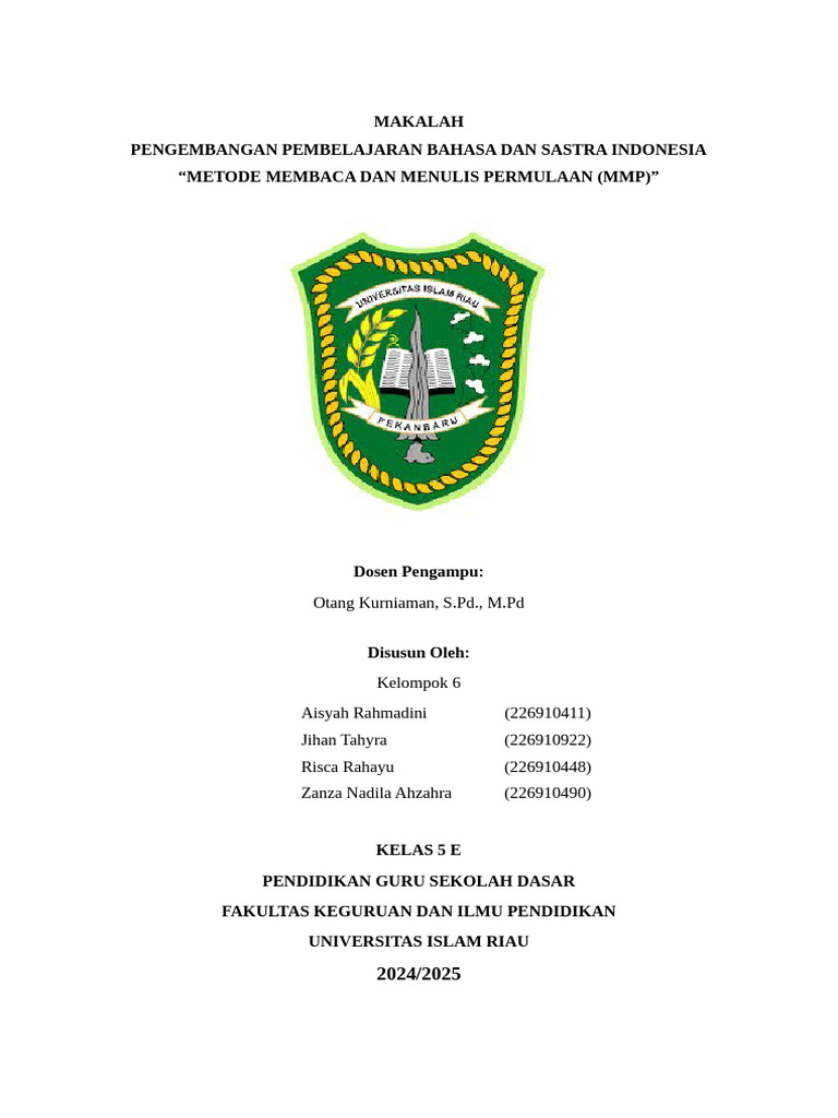 KELOMPOK 6 KELAS 5E METODE MEMBACA DAN MENULIS PERMULAAN | PDF KELOMPOK 6 KELAS 5E METODE MEMBACA DAN MENULIS PERMULAAN | PDF