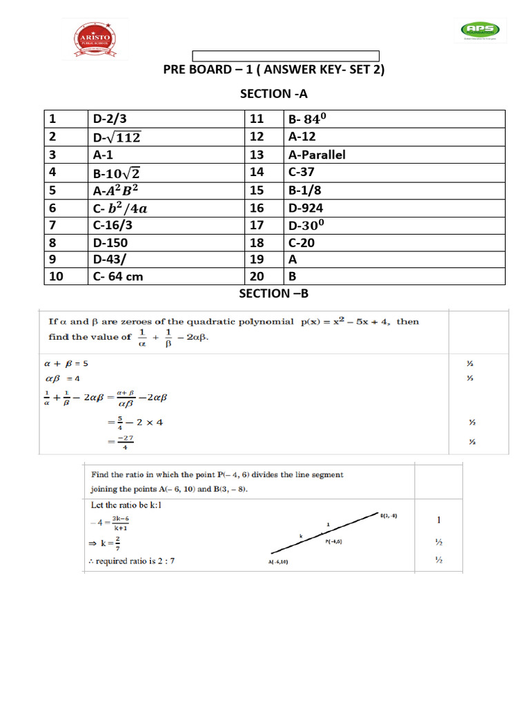 Pre Board 1(Ans Set2) | PDF