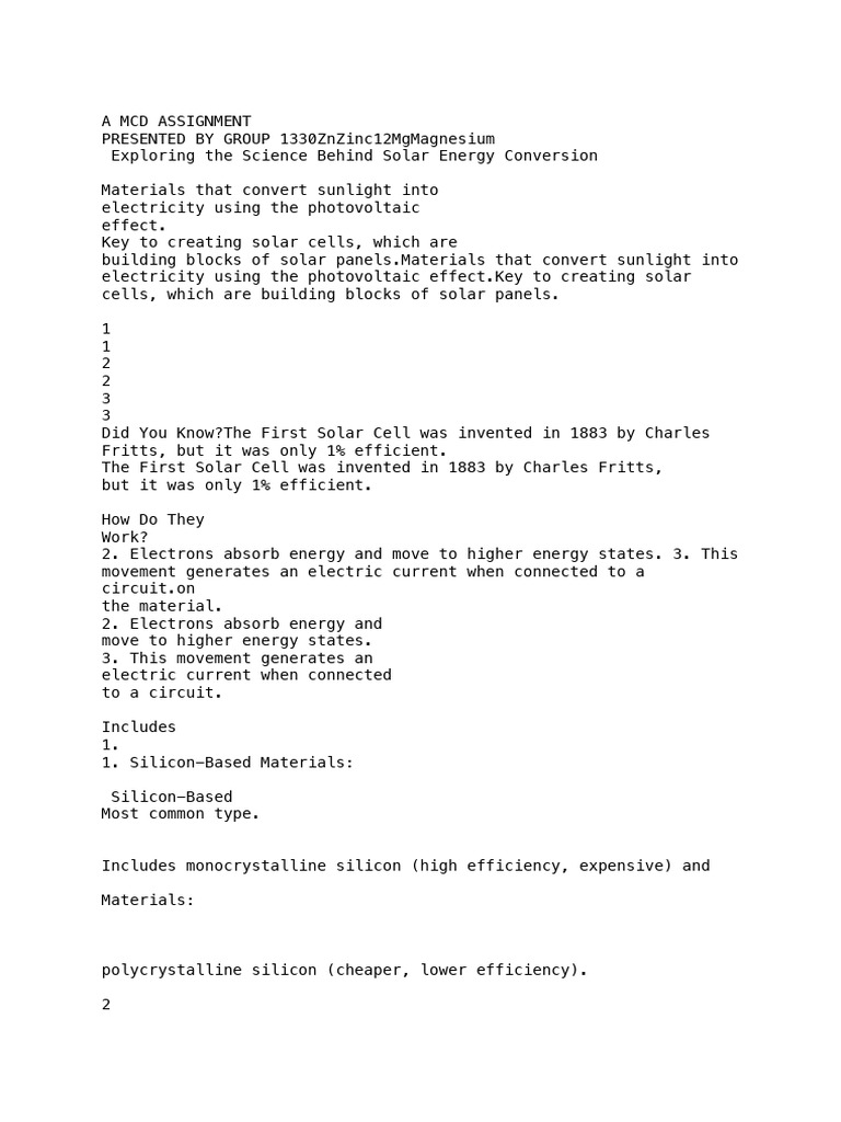 MCD REPORT | PDF | Thin Film Solar Cell | Photovoltaics