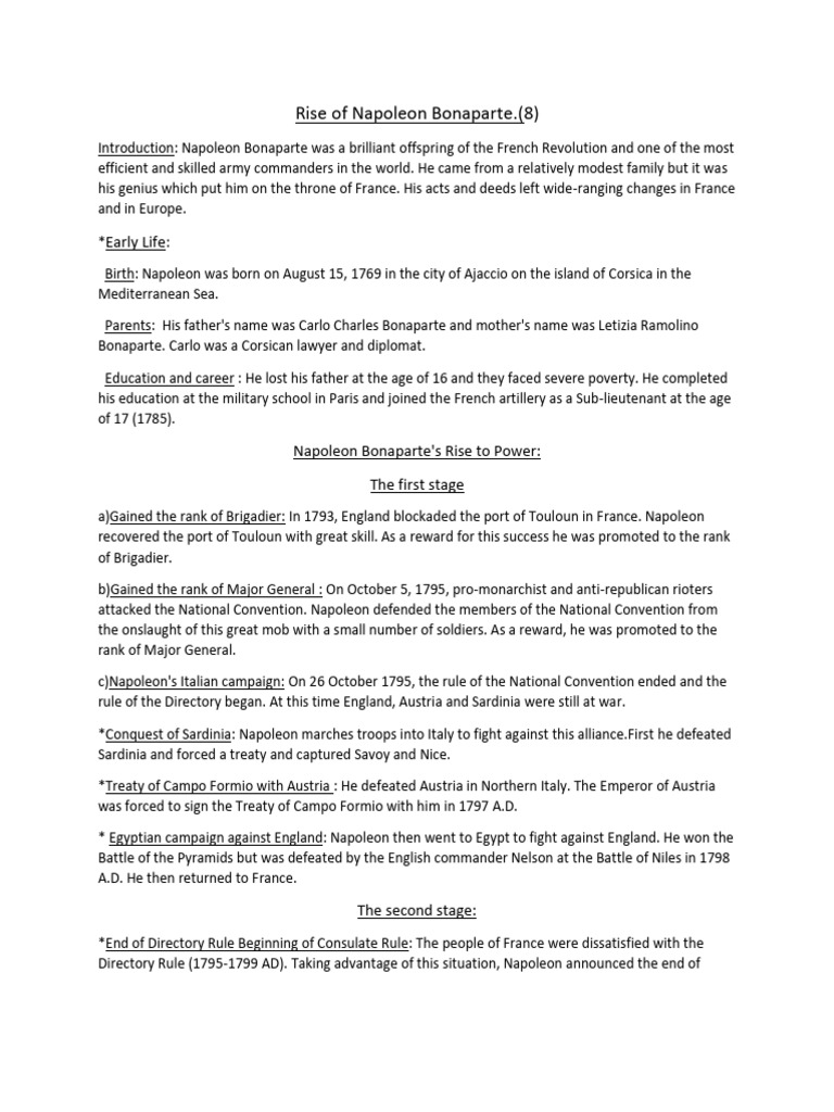 Rise of napoleon | PDF | Napoleon | First French Empire