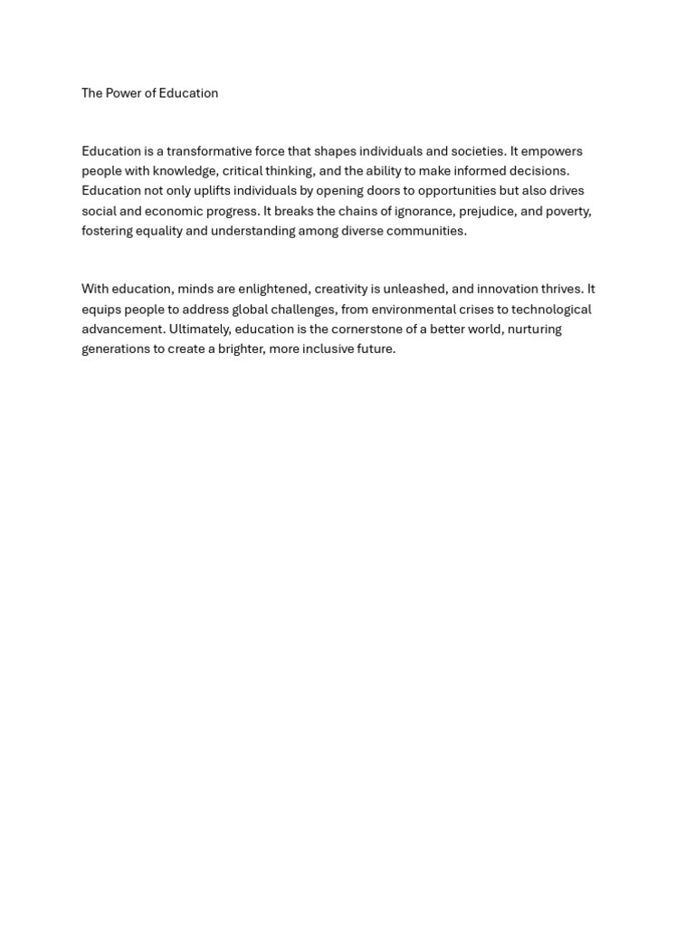 The Transformative Power of Education | PDF
