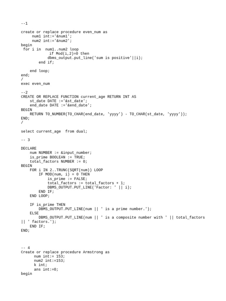 SQL Procedures and Functions Examples | PDF