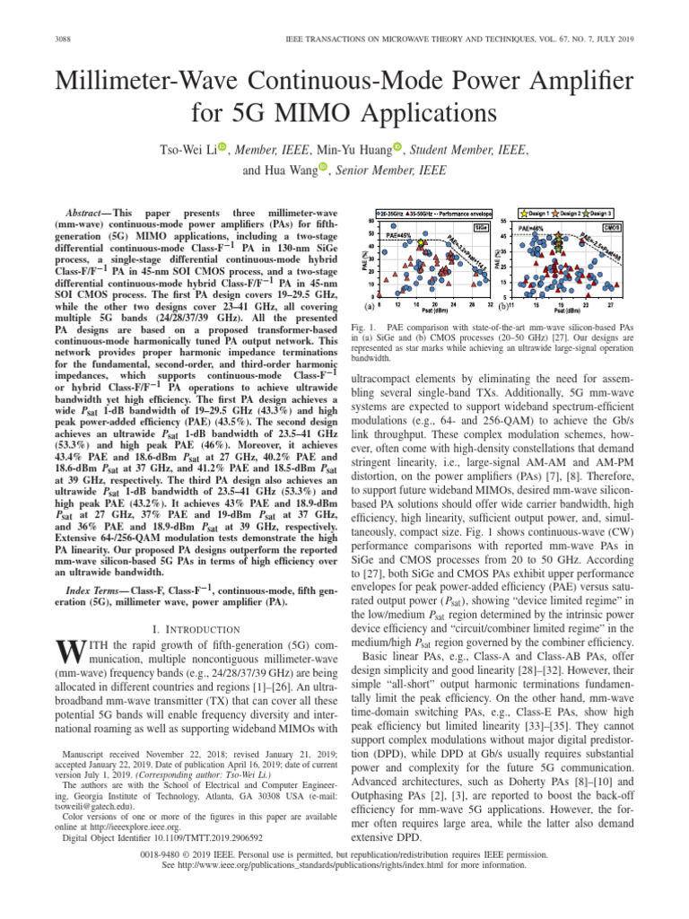 Millimeter-Wave Continuous-Mode Power Amplifier For 5G MIMO ...
