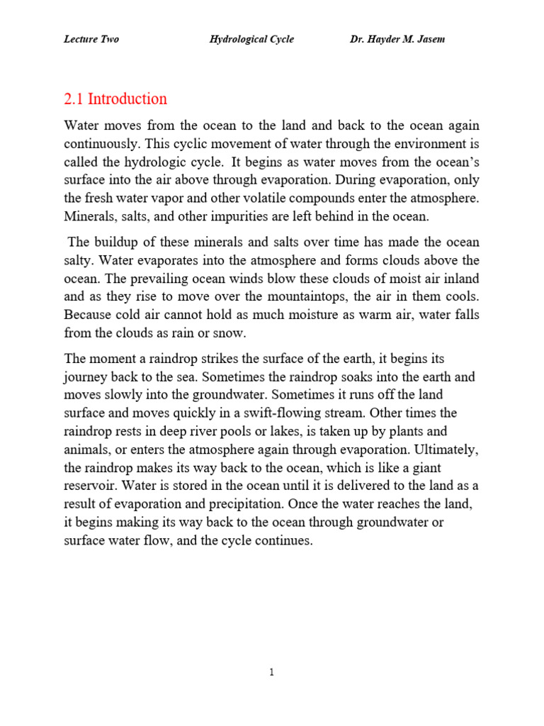 LECTURE 2 | PDF | Water | Lake