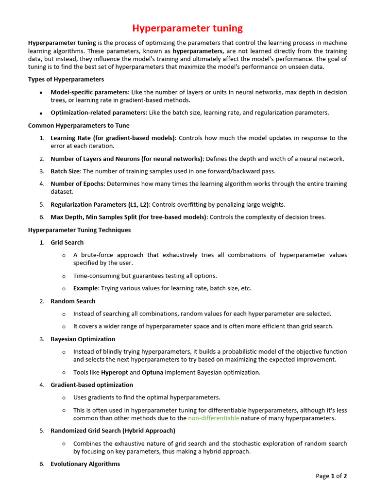 Hyperparameter tuning | PDF | Artificial Neural Network | Algorithms Hyperparameter tuning | PDF | Artificial Neural Network | Algorithms