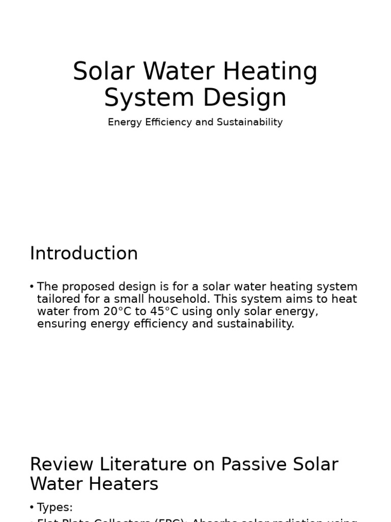 Solar Water Heating System Design | PDF