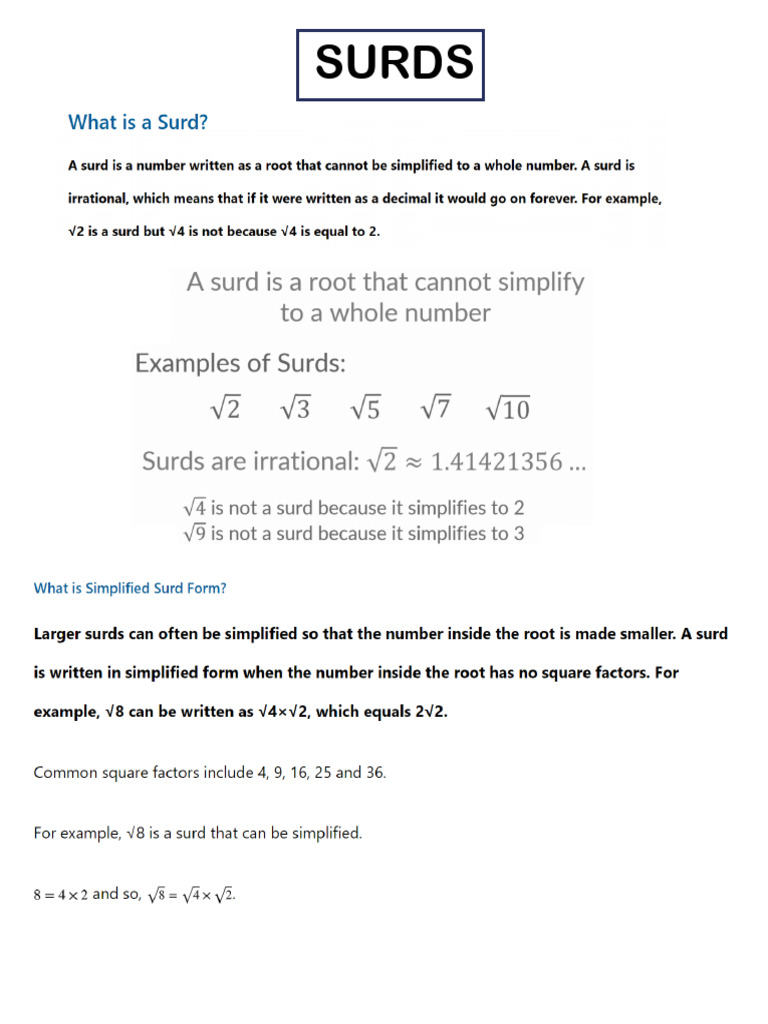 Surds gr9 2024 | PDF