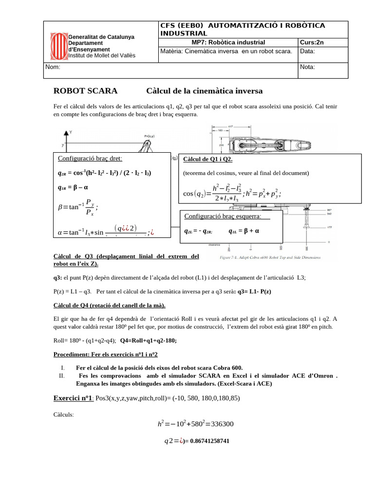 A1-3 Cinematica inversa Scara v2425-r | PDF