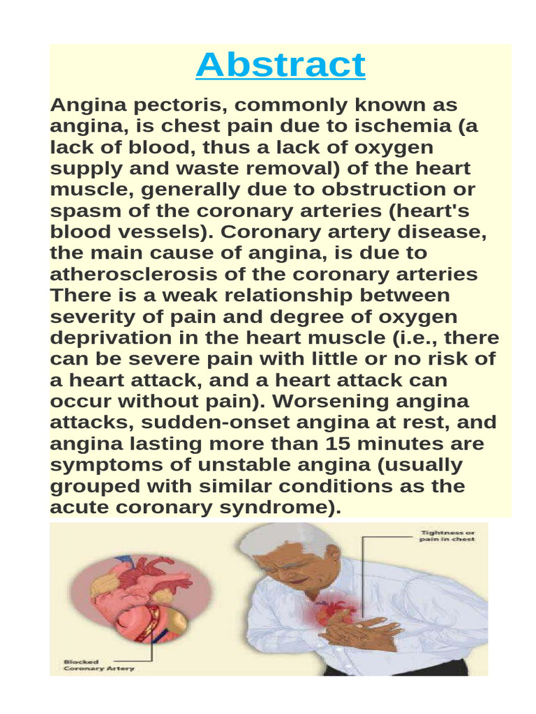 BIO PROJECT 12 On Angina Pectori | PDF | Coronary Artery Disease ...