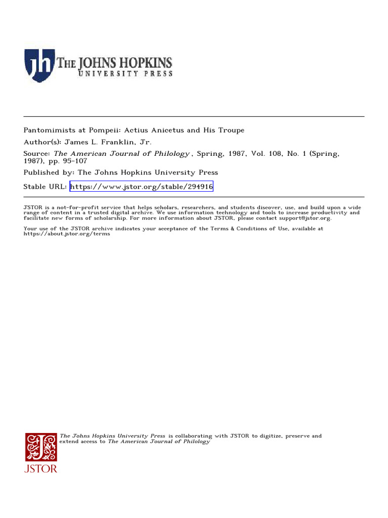 Pantomime's Rise in Ancient Rome | PDF