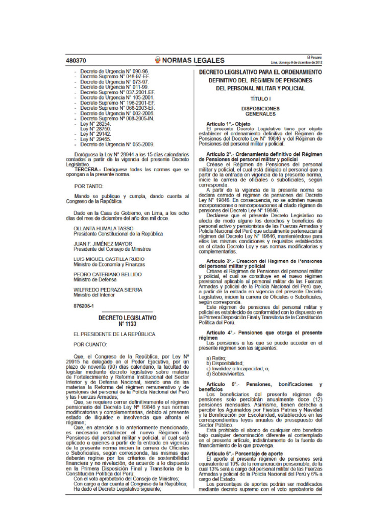 Decreto Legislativo No.1133 | PDF