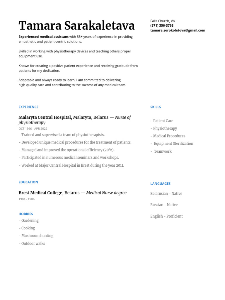 CV Tamara Medical Assistant | PDF