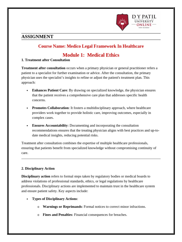 Assignment Module 1 Medical Ethics | PDF | Health Care | Public Health Assignment Module 1 Medical Ethics | PDF | Health Care | Public Health