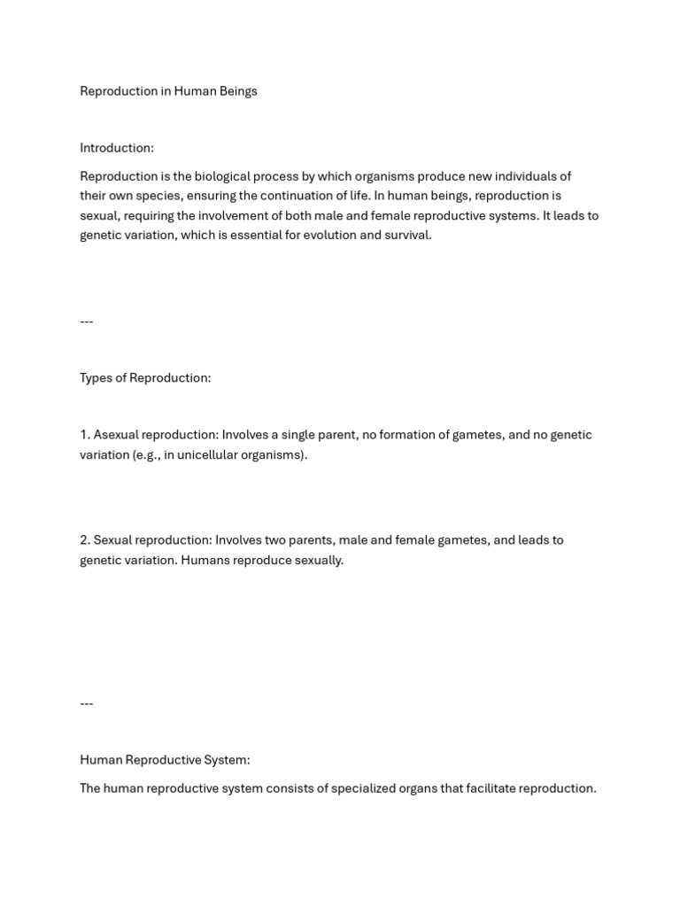 Human Reproduction Explained | PDF | Human Reproduction | Reproductive ...