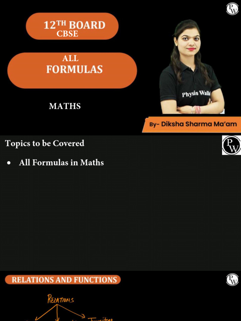 All Formulas Maths - Class Notes - Vijeta Series Class-12th | PDF