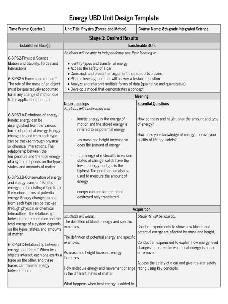 8th Grade Science: Forces & Energy | PDF | Force | Heat