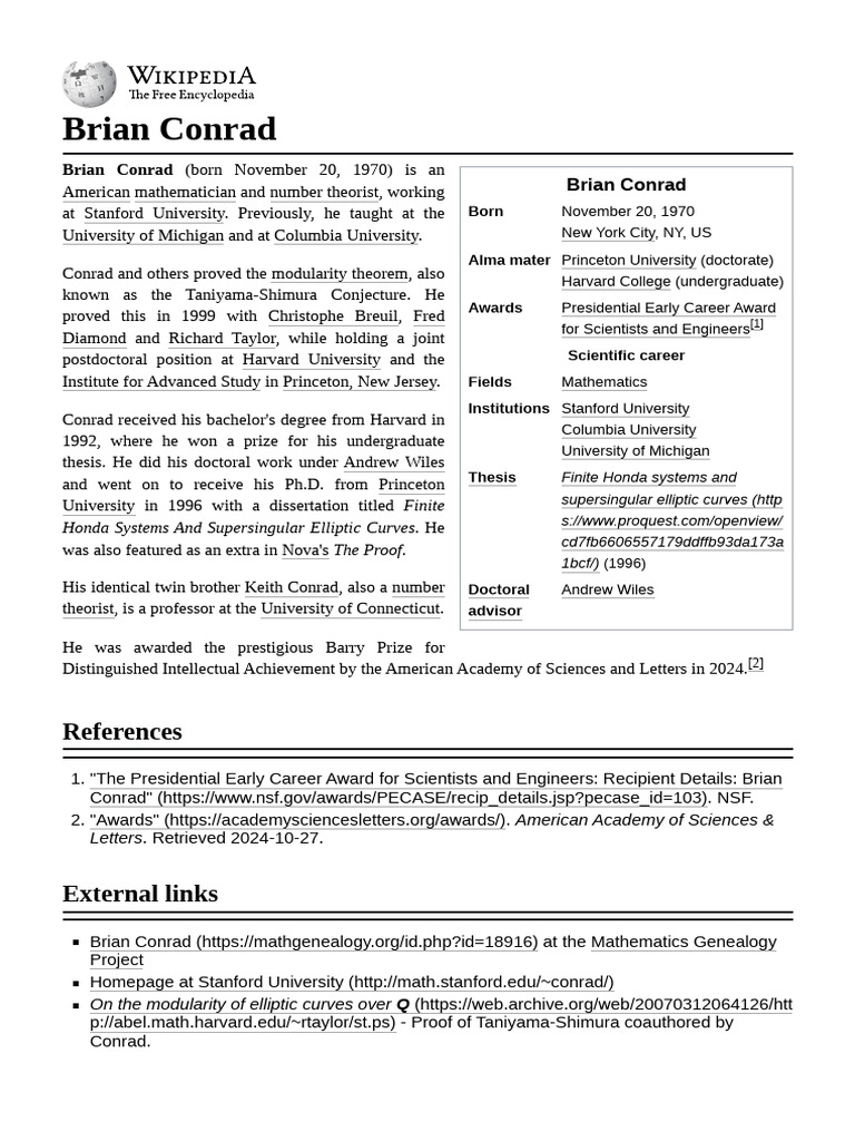 Brian_Conrad | PDF | Mathematics | Number Theory