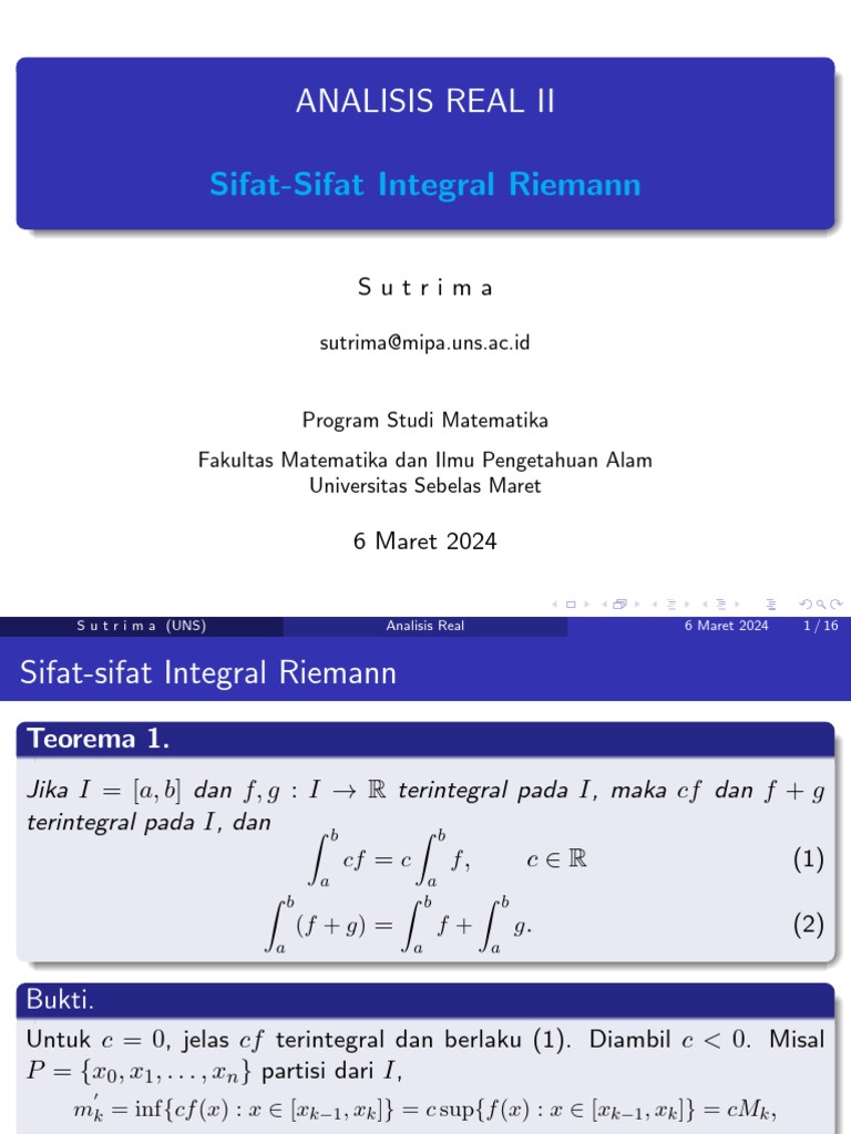 Sifat Integral Riemann | PDF
