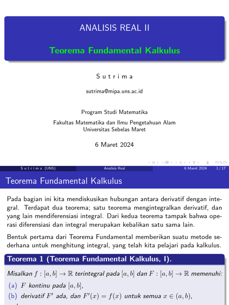 2-Teorema Fundamental Kalkulus | PDF
