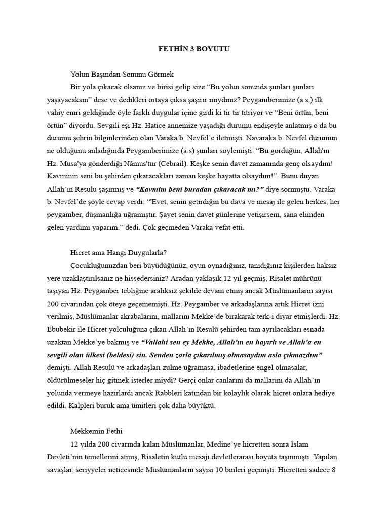 Fethi̇n 3 Boyutu-mekke'Ni̇n Fethi̇ | PDF