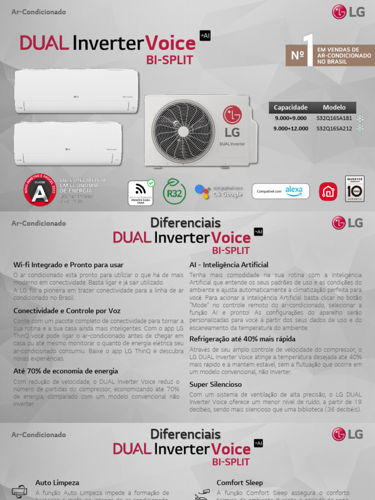 (NPI R-32) Spec Dual Inverter Voice Bi-Split PPB | PDF | Ar condicionado | Física Aplicada e ...