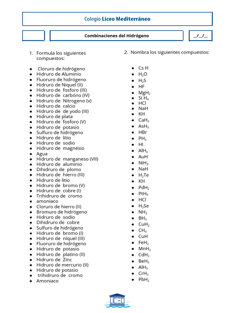 Formulaci-N Combinaciones de Hidr-Geno | PDF