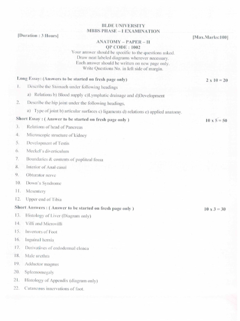 Anatomy Paper II Jan 2015 | PDF