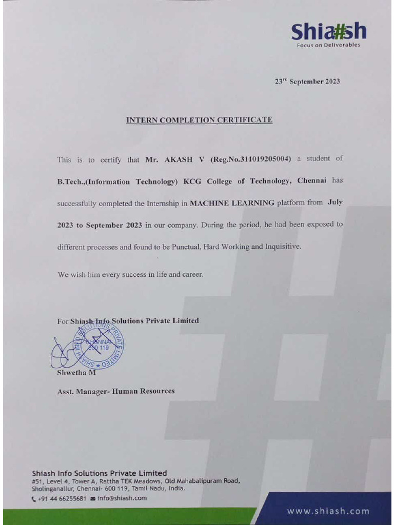 Intern Completion | PDF