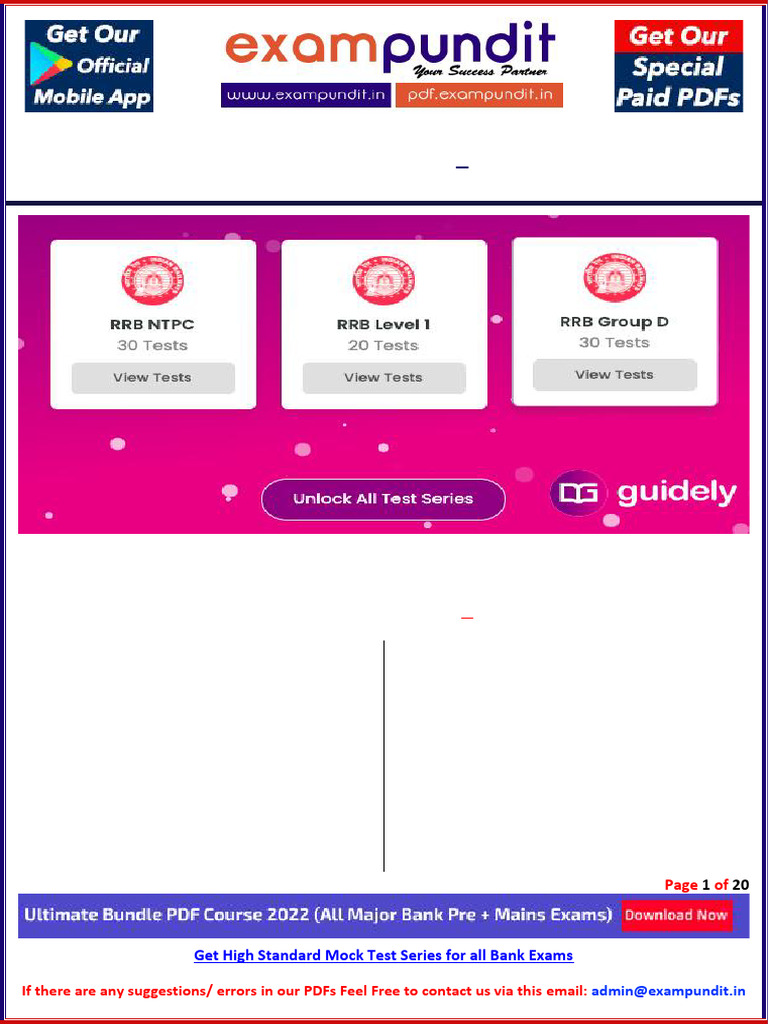 RRB NTPC Stage 2 Level 4 Question Paper 2022 Held On 10th May 2022 1st Shift | PDF | Area | Sphere