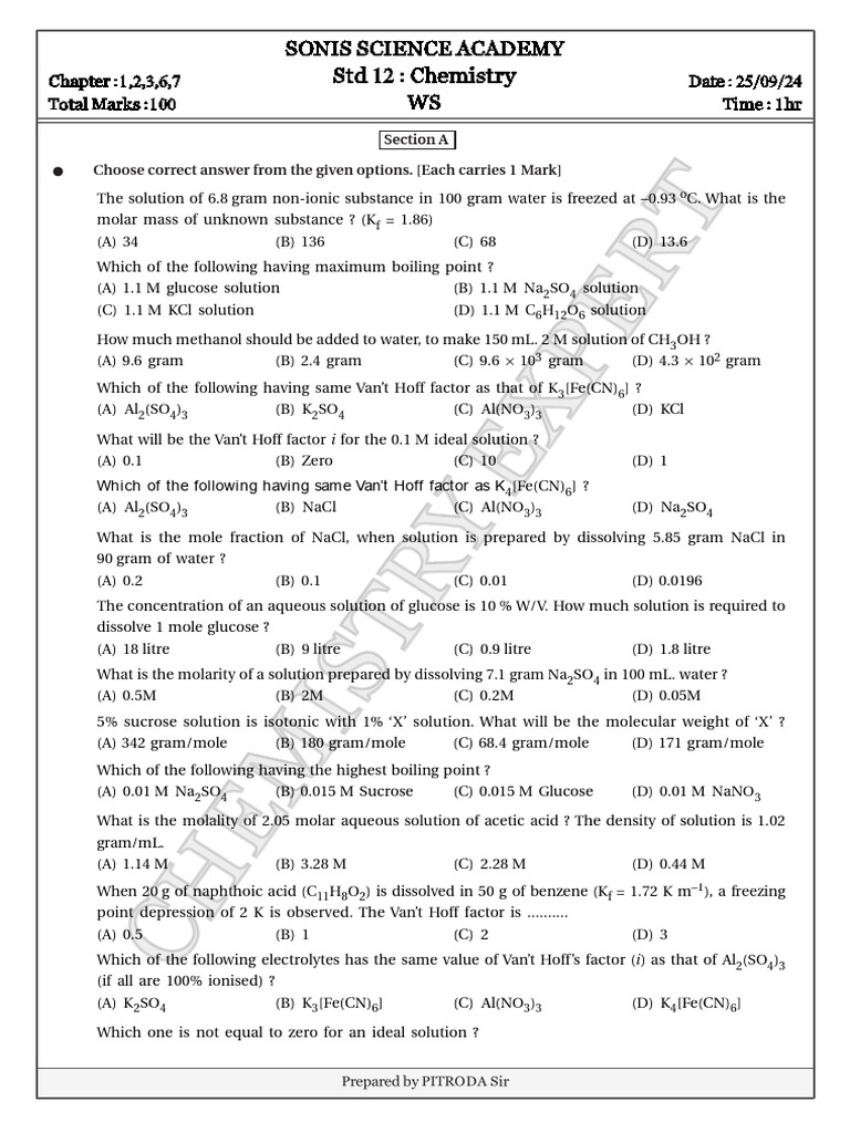 mcq ch 1 2 3 6 7 | PDF | Reaction Rate | Chemical Compounds