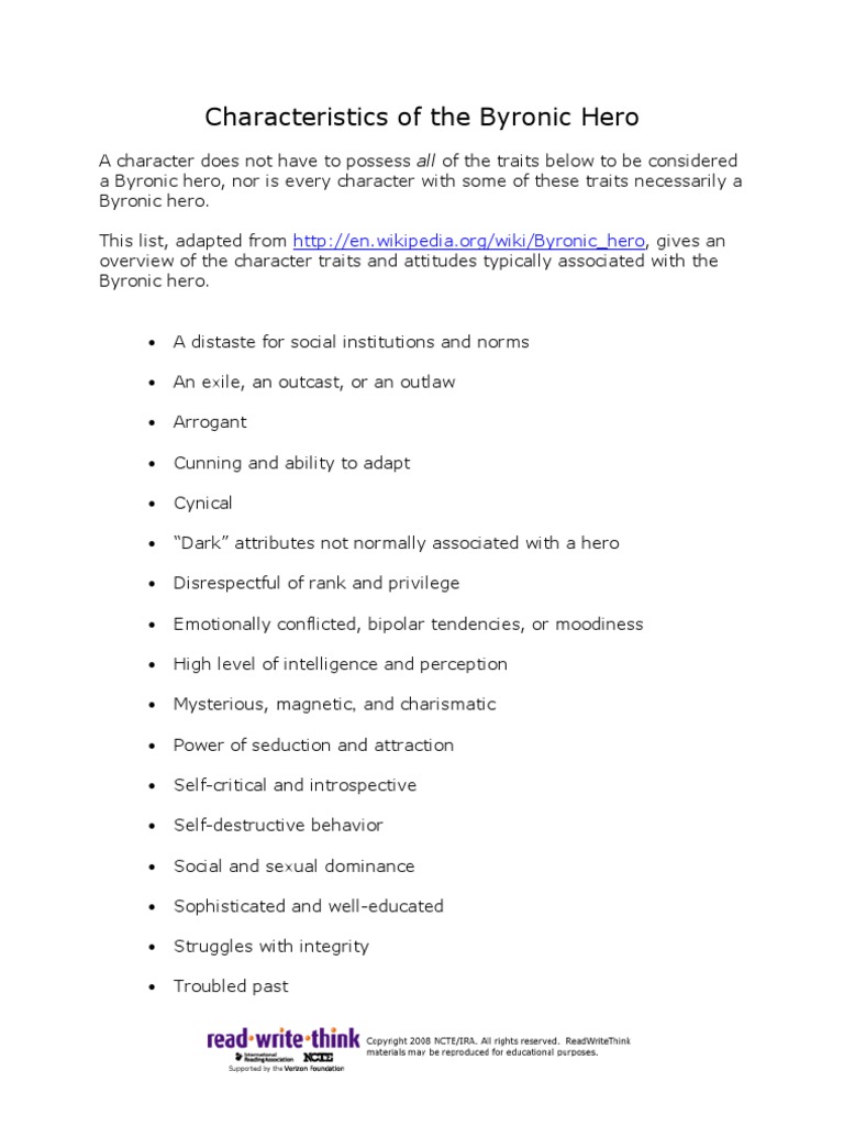 Byronic Traits | PDF
