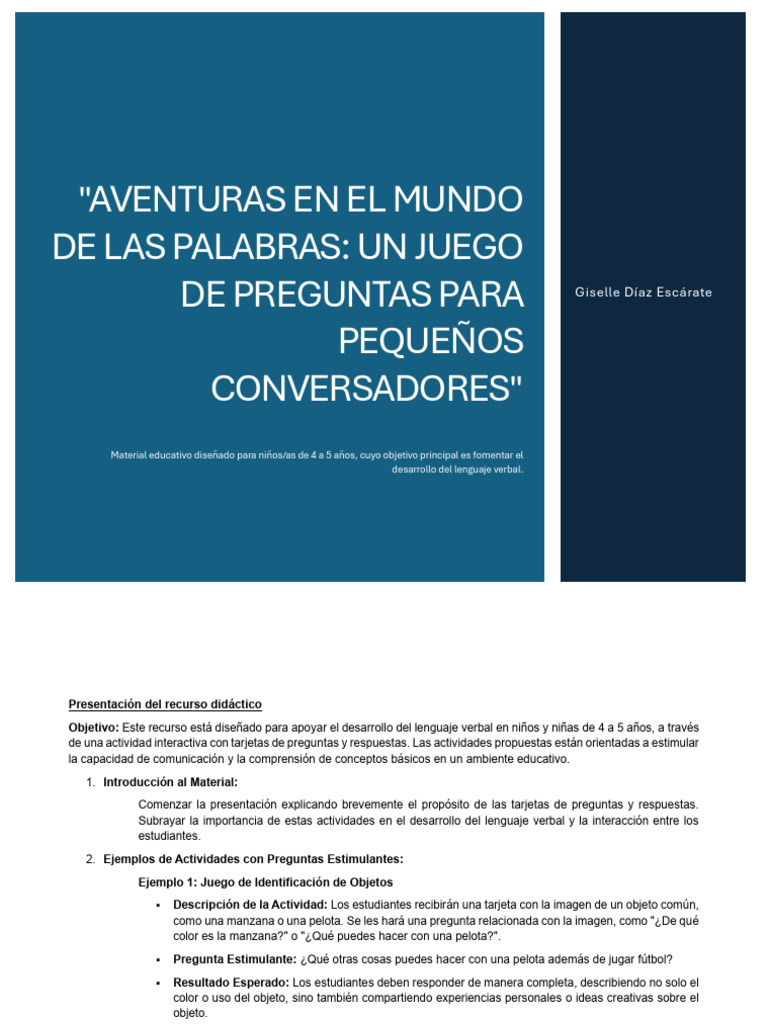 Actividad Preguntas y Respuestas Gdiaz | PDF | Aquisición de idioma ...