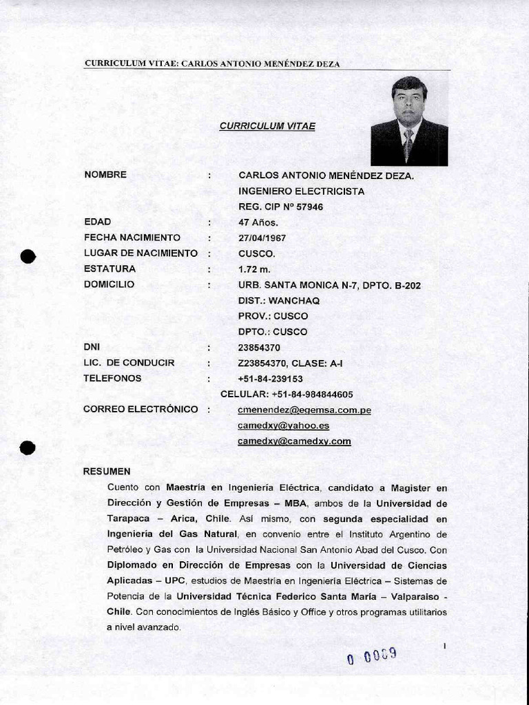 CV - CARLOS - MENENDEZ - Ing de Obra | PDF