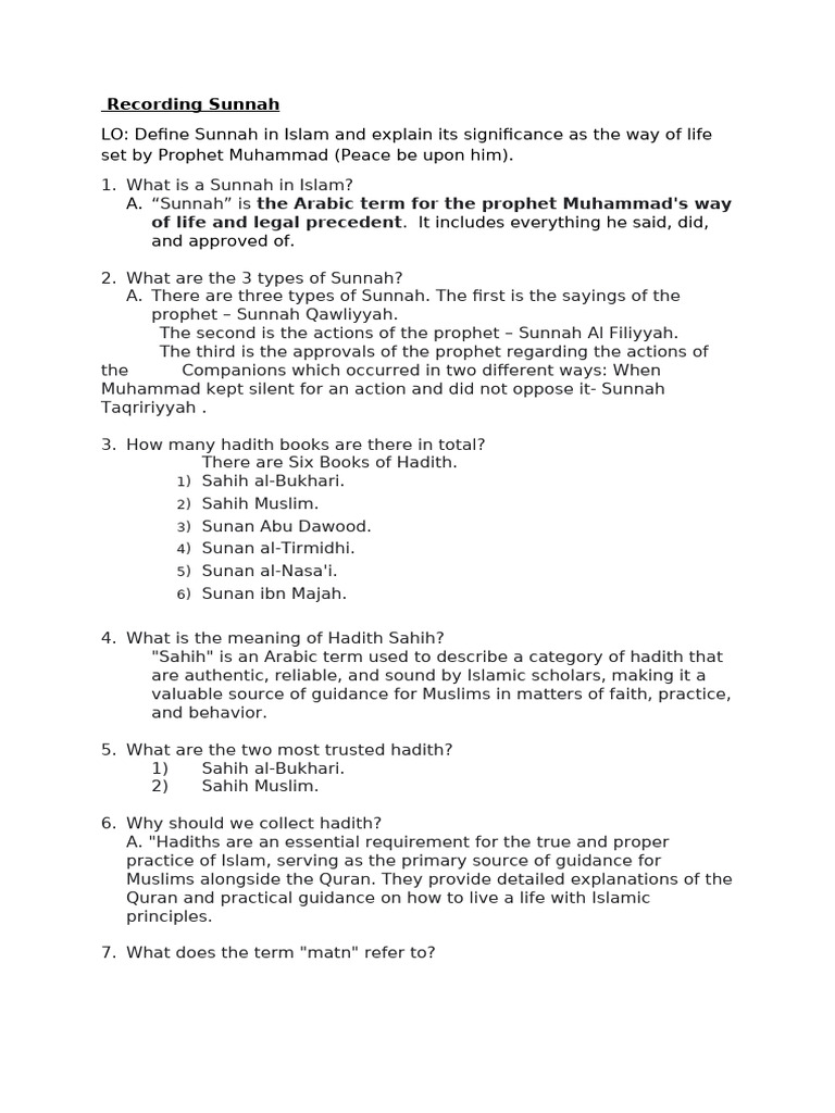 Types of Sunnah in Islam | PDF