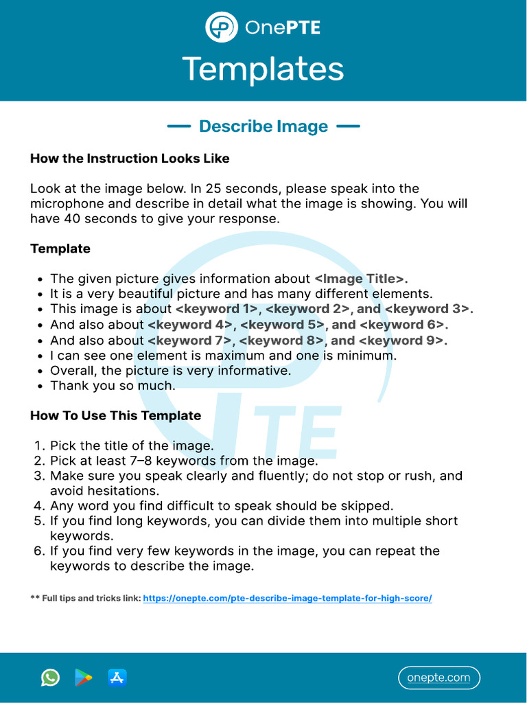 OnePTE Describe Image Template - v1.2 | PDF
