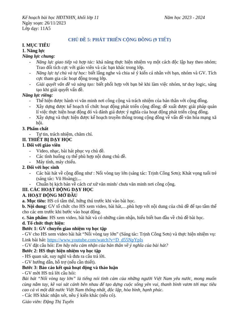 GA - HDTN - CHỦ ĐỀ 5 | PDF