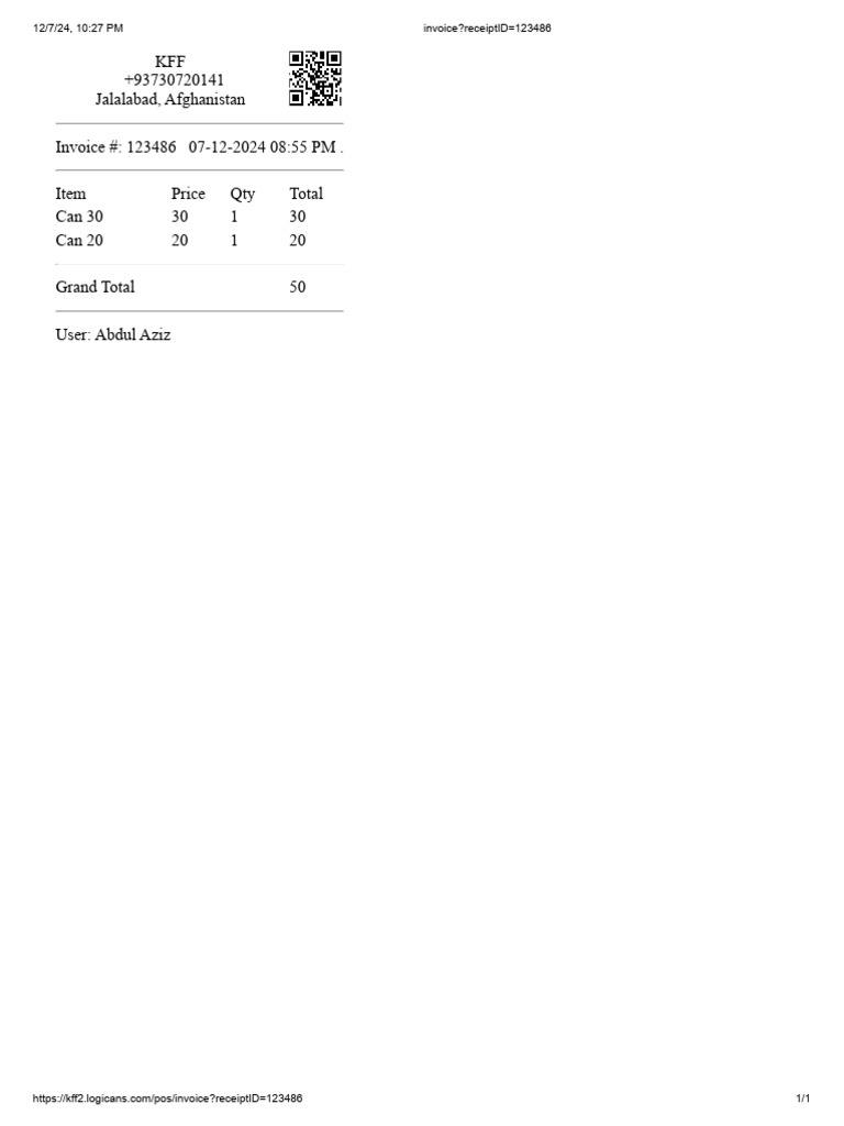 Invoice ReceiptID 123486 | PDF