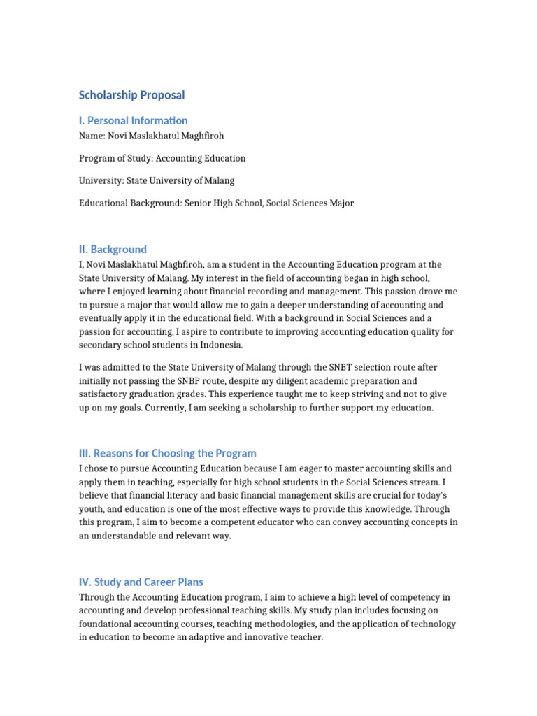 Scholarship Proposal Novi Maslakhatul Maghfiroh | PDF | Schools