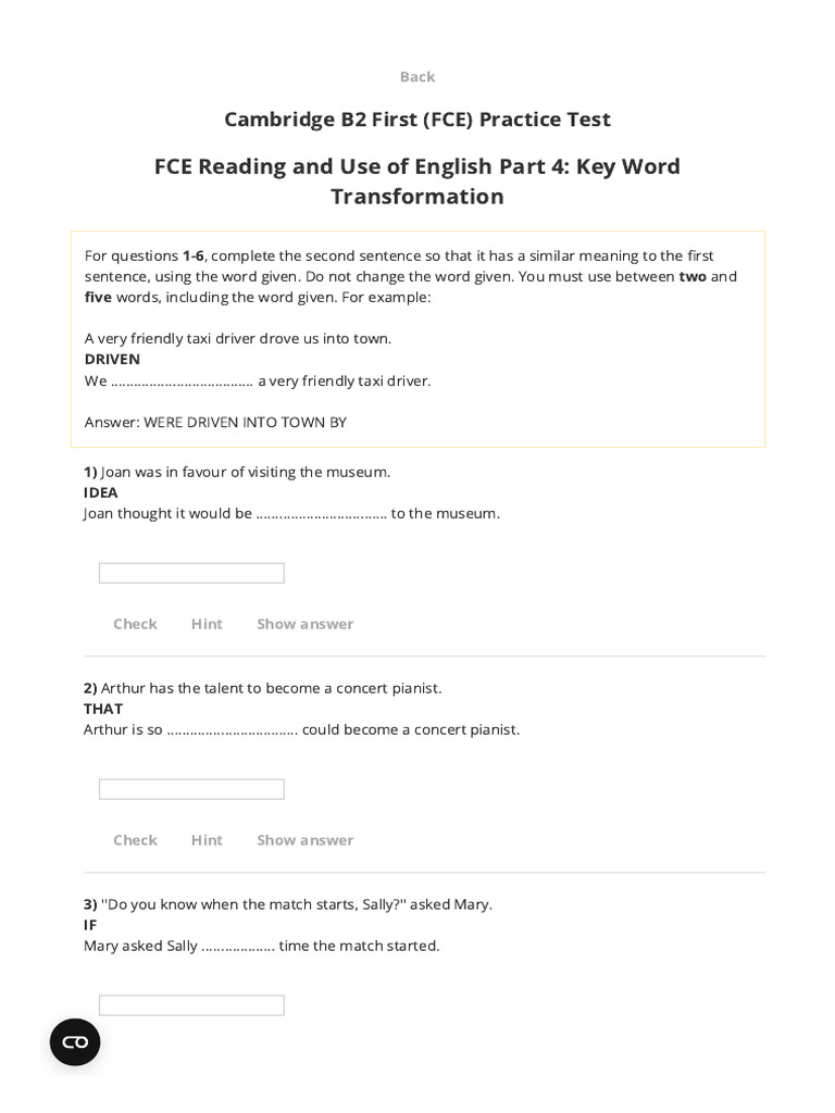 B2 First Key Word Transformation Guide | PDF | Cognitive Science ...