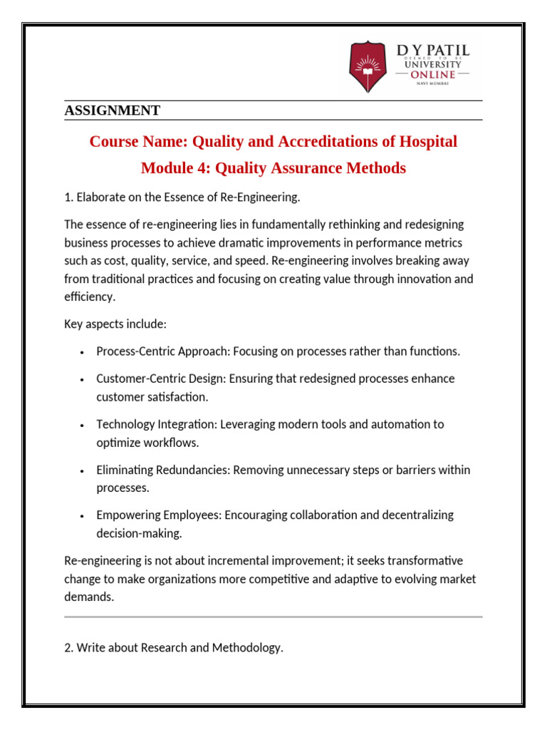 Hospital Quality Assurance Guide | PDF | Methodology | Business Process
