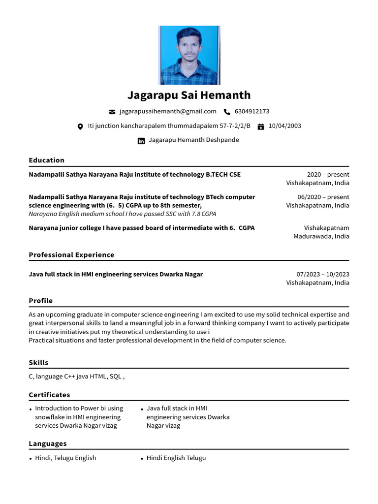 Hemanth Resume | PDF