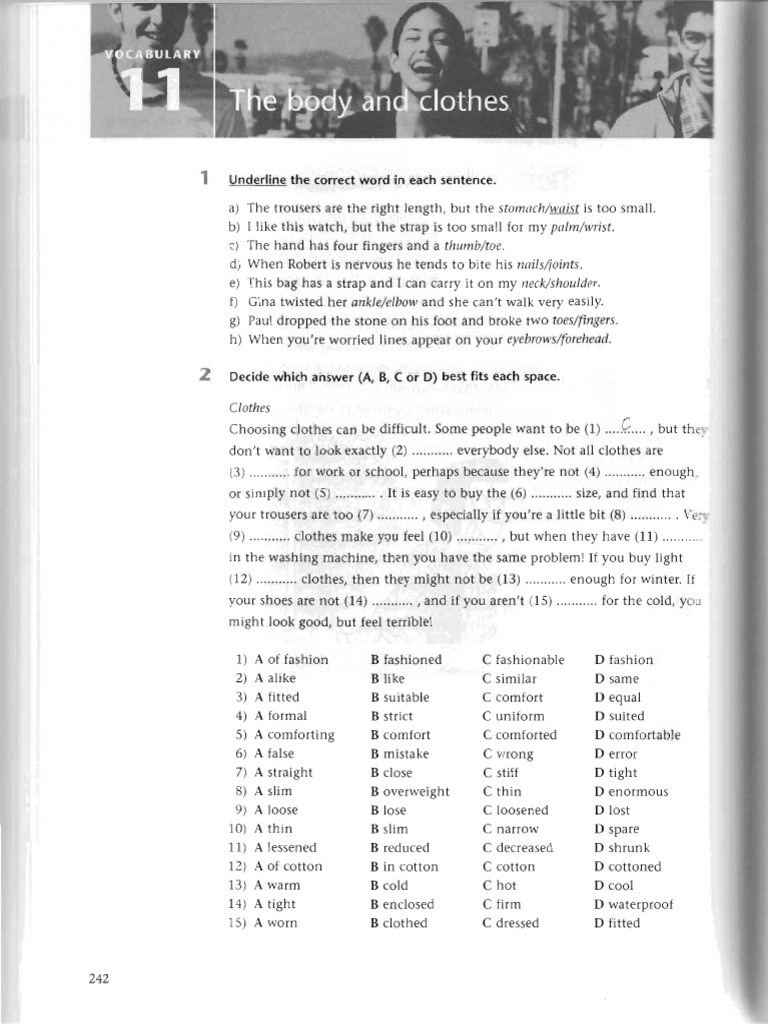 Intermediate_Language_Practice - body and clothes | PDF