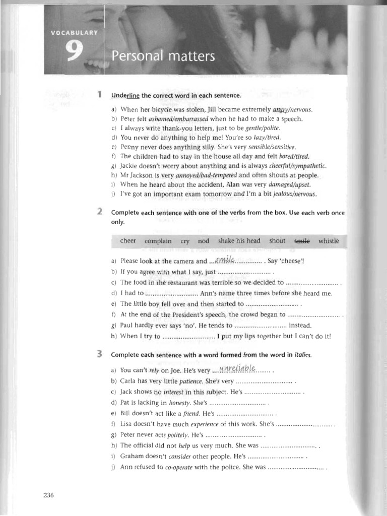 Intermediate_Language_Practice - personal matters | PDF