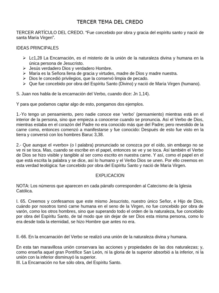 Tercer Tema Del Credo | PDF | María, madre de Jesús | Cristo (título)
