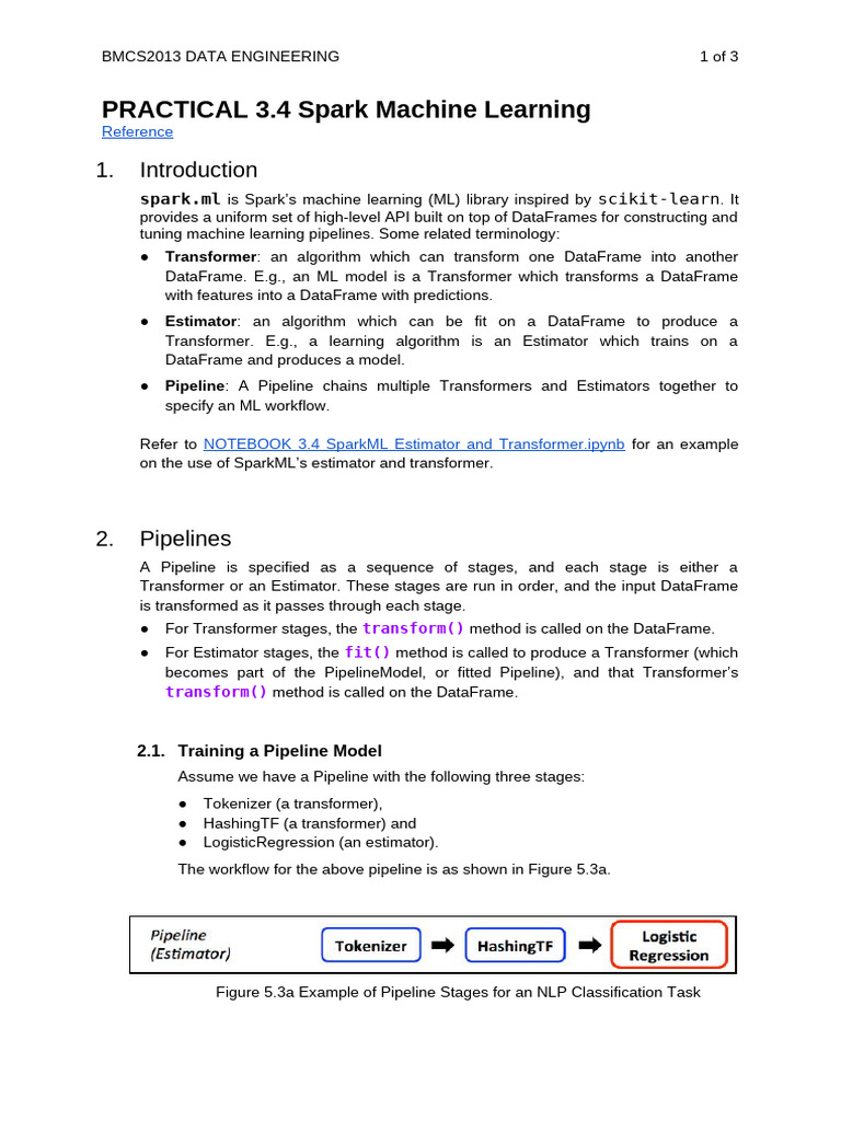 Practical 3.4 Spark Machine Learning | PDF | Machine Learning | Applied Mathematics