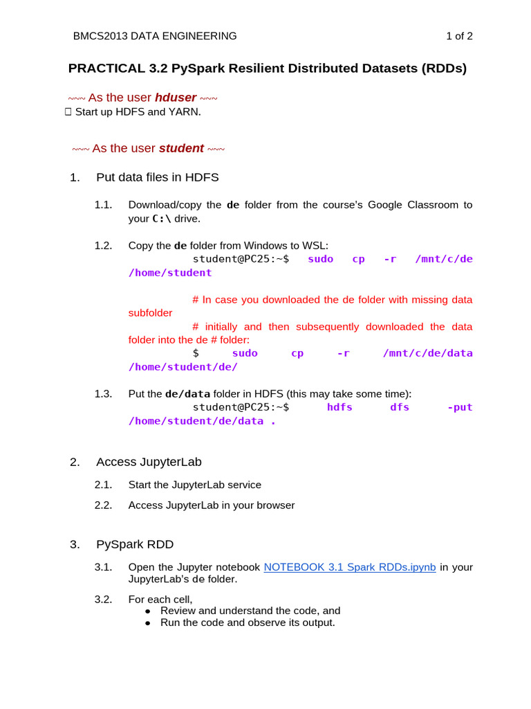 PySpark RDDs Setup Guide in JupyterLab | PDF